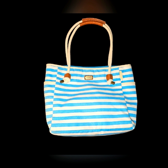 Caribbean Joe | Bags | Caribbean Joe Nautical Blue Stripe Canvas ...